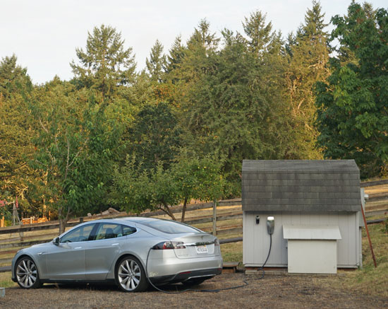Tesla destination charger at McKenzie Orchards Bed and Breakfast -- a ...
